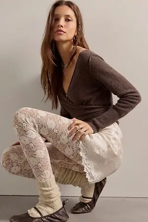 Free People Lucky Day Lace Leggings - Ivory