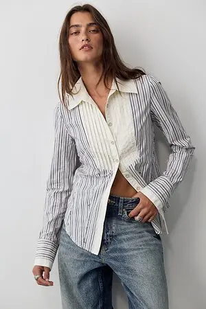 Free People We The Free Bittersweet Button Down Top - Ivory Combo