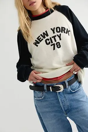 The Original Retro Brand New York Raglan Crewneck Sweatshirt - Navy