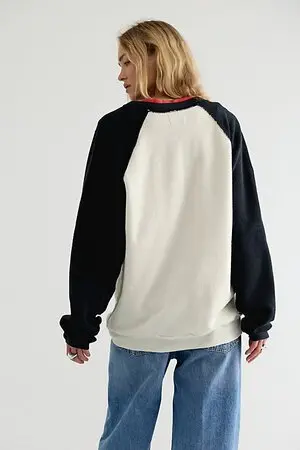The Original Retro Brand New York Raglan Crewneck Sweatshirt - Navy