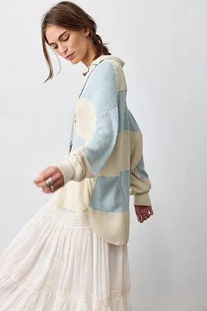 Free People Fp One Blake Rugby Thermal - Sky Combo
