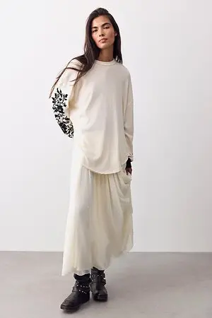 Free People We The Free Flora Oversized Long Sleeve Tee - Dust Combo