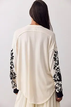 Free People We The Free Flora Oversized Long Sleeve Tee - Dust Combo