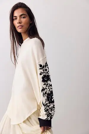 Free People We The Free Flora Oversized Long Sleeve Tee - Dust Combo