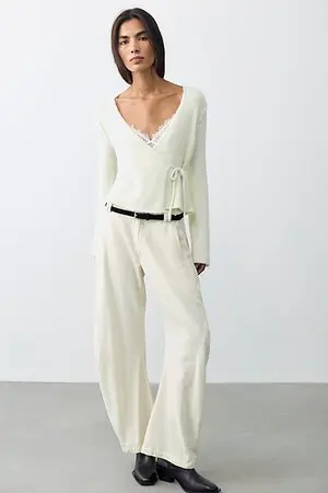 Free People Snowfall Wrap Sweater - Snow Mint Combo