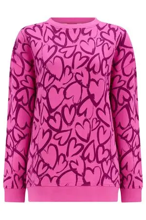 SUGARHILL BRIGHTON Eadie Relaxed Sweatshirt Magenta Hearts - Pink