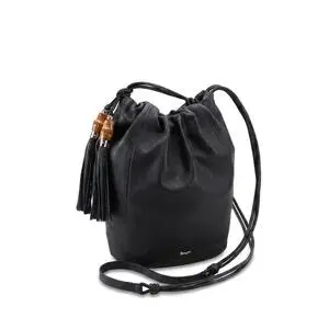 Paul Costelloe Piper Leather Crossbody Bucket Bag - Black