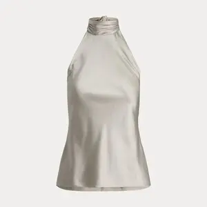 Ralph Lauren Chilton Stretch Silk Charmeuse Top - Mist