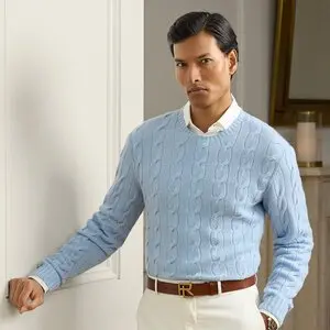 Ralph Lauren Cable-knit Cashmere Sweater - Chambray Blue