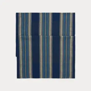 Ralph Lauren Handwoven Striped Cotton Scarf - Indigo/cream