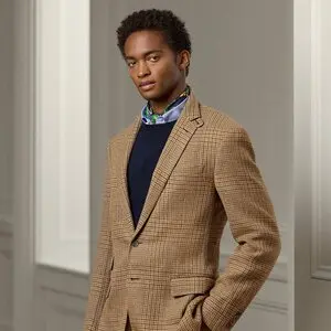 Ralph Lauren Kent Hand-tailored Plaid Suit Jacket - Brown/tan