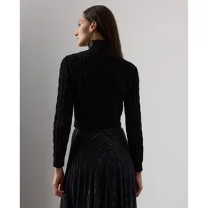 Ralph Lauren Silk-blend Cropped Turtleneck Sweater - Black