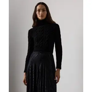 Ralph Lauren Silk-blend Cropped Turtleneck Sweater - Black
