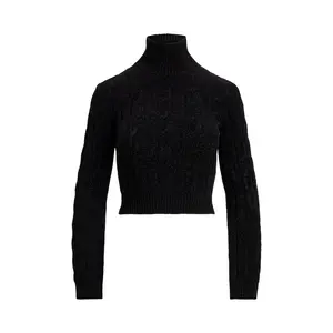Ralph Lauren Silk-blend Cropped Turtleneck Sweater - Black