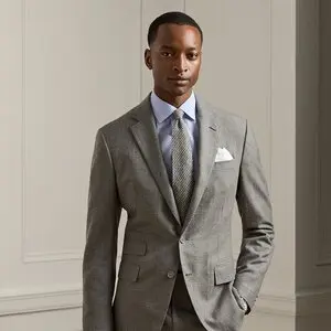 Ralph Lauren Kent Hand-tailored Wool Sharkskin Jacket - Light Grey