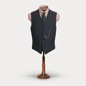 Ralph Lauren Indigo Checked Herringbone Vest - Blue/grey Multi