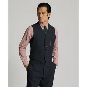 Ralph Lauren Indigo Checked Herringbone Vest