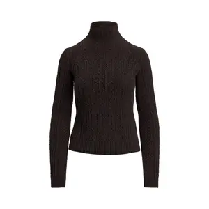 Ralph Lauren Cashmere Pointelle Funnelneck Sweater - Dark Brown