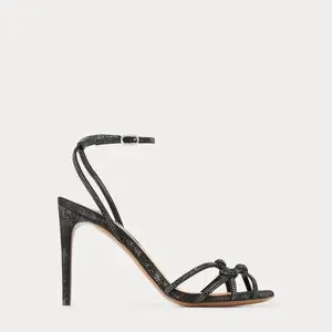 Ralph Lauren Kiera 95 Mm Embellished Metallic Sandal - Black