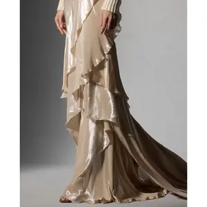 Ralph Lauren Neeva Striped Metallic Chiffon Maxiskirt