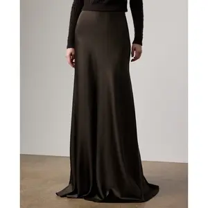 Ralph Lauren Masina Stretch Satin Skirt - Dark Brown