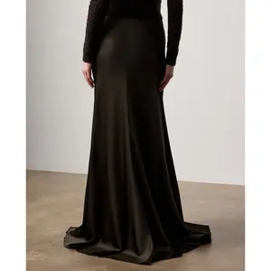 Ralph Lauren Masina Stretch Satin Skirt - Dark Brown