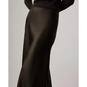 Ralph Lauren Masina Stretch Satin Skirt - Dark Brown