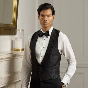 Ralph Lauren Hand-tailored Paisley Jacquard Vest - Black