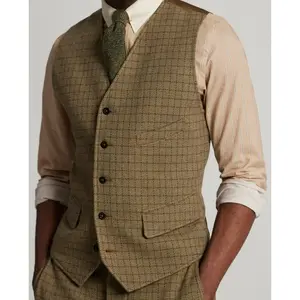 Ralph Lauren Checked Wool Tweed Vest