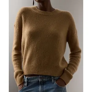Ralph Lauren Cashmere-blend Jersey Crewneck Sweater - Camel