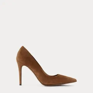 Ralph Lauren Tenney 95 Mm Goat-suede Pump - Cognac