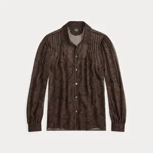 Ralph Lauren Paisley Silk Tie-back Blouse