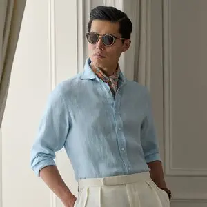Ralph Lauren Basket-weave Linen Shirt - Chambray Blue