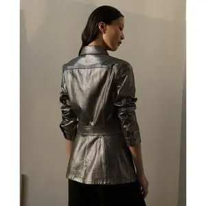 Ralph Lauren Bacall Foiled Denim Field Jacket