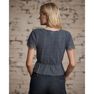Ralph Lauren Embroidered Cotton-linen Jersey Top