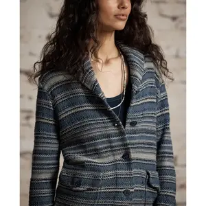 Ralph Lauren Indigo Striped Linen-cotton Cardigan