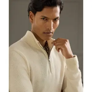 Ralph Lauren Birdseye Cashmere Quarter-zip Sweater - Cream Multi