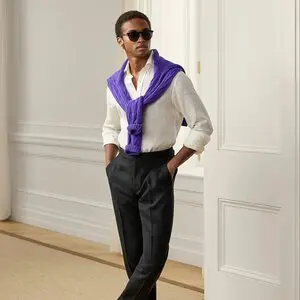 Ralph Lauren Gregory Hand-tailored Linen Trouser - Black