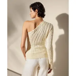 Ralph Lauren Cable-knit Silk One-shoulder Sweater
