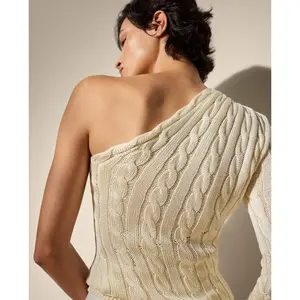 Ralph Lauren Cable-knit Silk One-shoulder Sweater