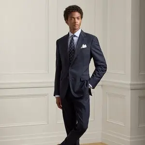Ralph Lauren Kent Hand-tailored Glen Plaid Wool Suit - Navy/bright Navy