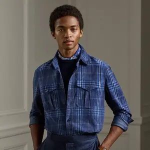 Ralph Lauren Plaid-print Suede Overshirt