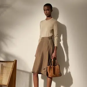 RALPH LAUREN Vivianne Pleated Silk Shantung Skirt