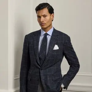 Ralph Lauren Gregory Hand-tailored Cashmere Jacket - Med Grey/navy/blue