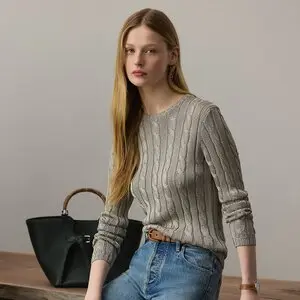 Ralph Lauren Cable-knit Silk Crewneck Sweater - Mist