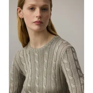 Ralph Lauren Cable-knit Silk Crewneck Sweater - Mist