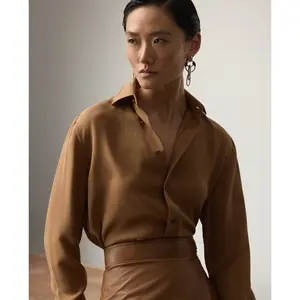 Ralph Lauren Adrien Relaxed Fit Crepe Georgette Shirt