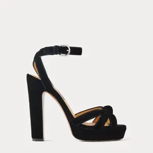 Ralph Lauren Arding 125 Mm Velvet Platform Sandal - Black