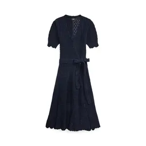 Ralph Lauren Jacquard-knit Pointelle Wrap Dress