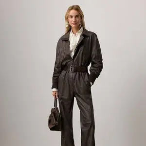Ralph Lauren Vaughn Distressed Lambskin Jumpsuit